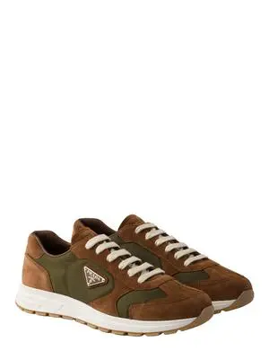 Prada Prax Suede And Re-Nylon Sneakers Cocoa Brown/moss Green
