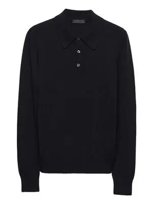 Prada Cashmere Polo Shirt Navy