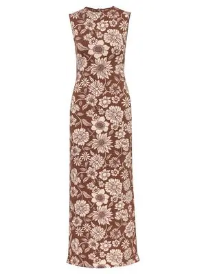 PEPA POMBO Solea Printed Maxi Dress Tan