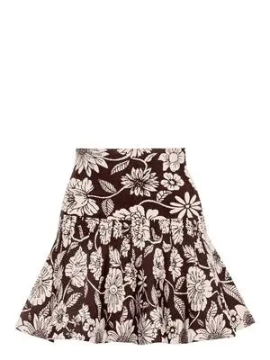 PEPA POMBO Floral Mini Skirt - Brown