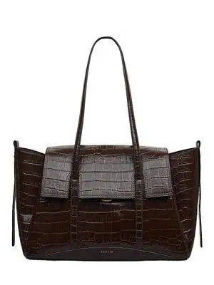 RADLEY The Chancery Faux Croc Flapover Shoulder Bag - Walnut