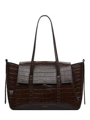 RADLEY The Chancery Faux Croc Flapover Shoulder Bag - Walnut