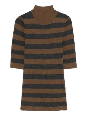 Majestic Filatures Striped Ribbed Knit Top Brown