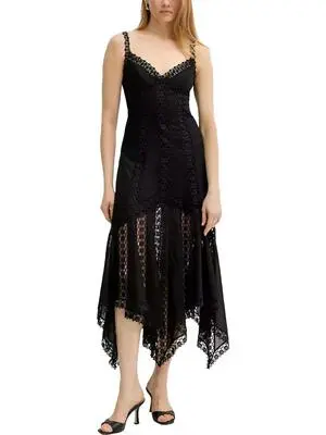 Charo Ruiz Ibiza Blossel Asymmetrical Midi Dress - Black