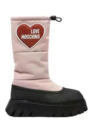 Moschino Quilted Heart-appliqué Boots - Pink
