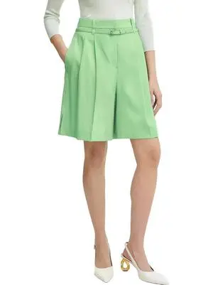 BOSS Pleated Belted Shorts - Green