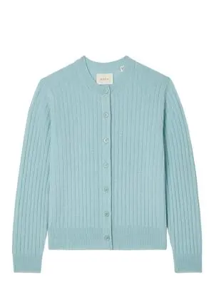 DÔEN Danaë Ribbed Cashmere Cardigan - Blue