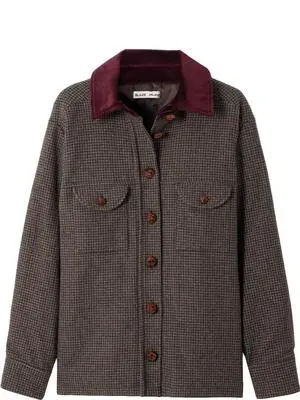 BLAZÉ MILANO Houndstooth Wool-blend Jacket With Corduroy Trim - Brown