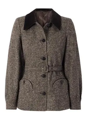 BLAZÉ MILANO Sarissa Belted Tweed Jacket - Gray