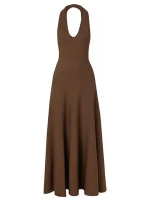 Khaite Melina Stretch-knit Halterneck Maxi Dress - Dark Brown