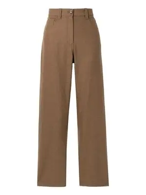 Khaite Callum Brushed-wool Straight-leg Pants - Brown