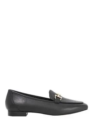 DUNE Grained Flat Leather Loafers - Black Leather