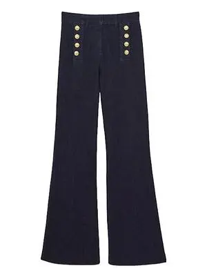 REISS Athena Flared-Leg Stretch-Denim Jeans Dark Blue