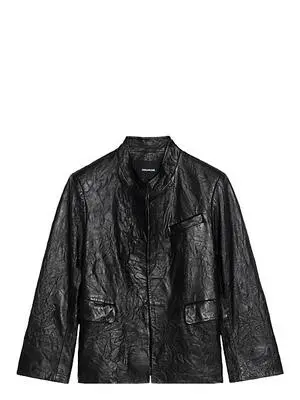 Zadig&Voltaire Collarless Leather Jacket - Black