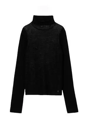 Sandro Layered Turtleneck Wool Jumper - Black