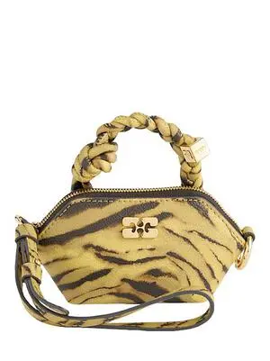 GANNI Zebra Nano Bou Leather-Blend Handbag Khaki