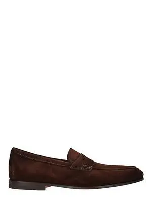 Santoni Carlo Suede Penny Loafers - Dark Brown