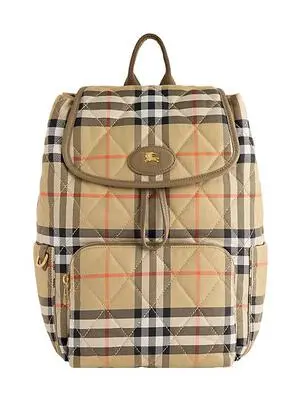 Burberry Horseshoe Check Woven Backpack Sand