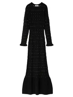 Sandro Rhinestone-embellished Wool-blend Maxi Dress - Black