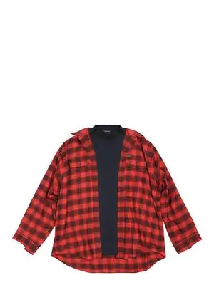 Balenciaga Trompe L'oeil Oversized Shirt - Red