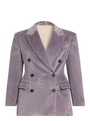 Brunello Cucinelli Double-breasted Corduroy Blazer - Lavander