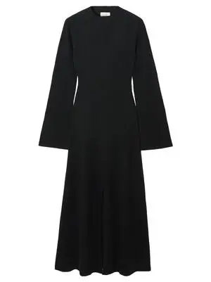 Le Kasha Logan Ribbed Organic Cashmere Midi Dress - Black