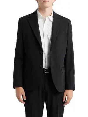 OPEN EDIT Slim Fit Solid Stretch Suit Jacket - Black Caviar