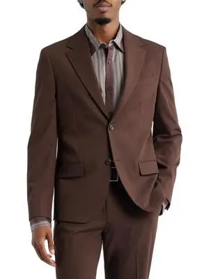 OPEN EDIT Slim Fit Solid Stretch Suit Jacket - Brown Chicory