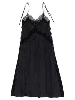 Bimba Y Lola Lace-trimmed Slip Midi Dress - Black