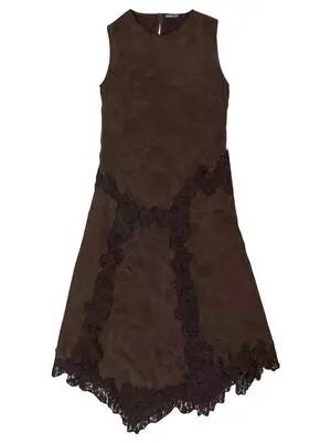 Bimba Y Lola Lace-trimmed Asymmetrical Dress - Brown