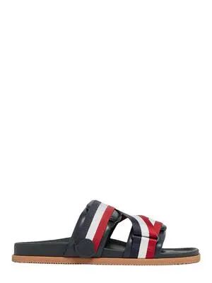 Moncler Summer Leather Slides - Navy Blue