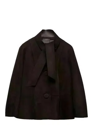 Prada Button-fastening Suede Jacket - Brown