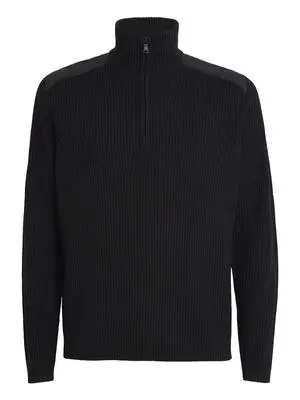 J. Lindeberg Wool-blend Hybrid Sweater - Black