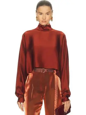 Lapointe Satin Caftan Top Rust