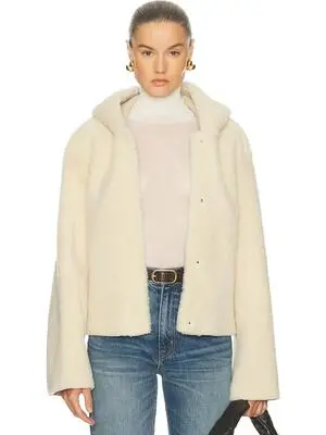Nour Hammour Cooper Hooded Shearling Jacket - Lait Curly Shearling