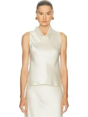 LESET Barb Sleeveless Cowl Neck Top - Creme