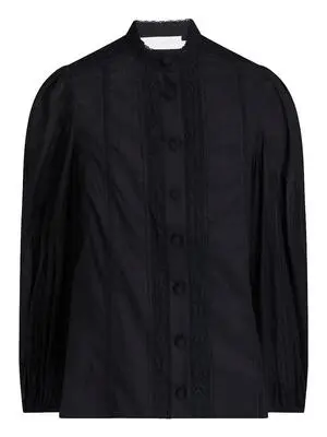 Zimmermann Crocheted Lace-trimmed Cotton Gauze Shirt - Black