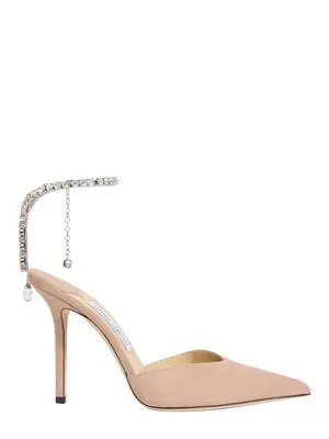 JIMMY CHOO Saeda 100 Crystal-embellished Suede Pumps - Blush