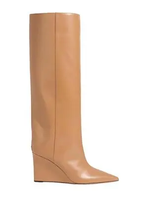 JIMMY CHOO Blake 85 Leather Knee Boots Sand