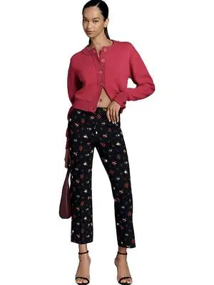 Maeve The Poppy Printed Kick-flare Pull-on Pants - Black Floral