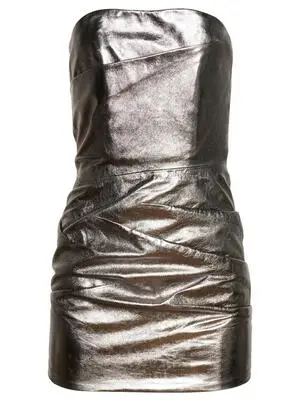Attico Mini Mirror Leather Dress - Silver