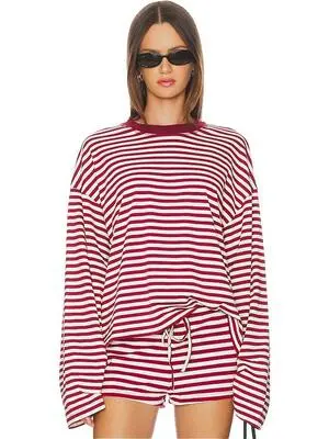 Lioness Bloom Long Sleeve Top - Wine Stripe