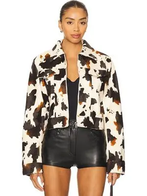 Superdown Leah Cow Print Jacket - Cowhide