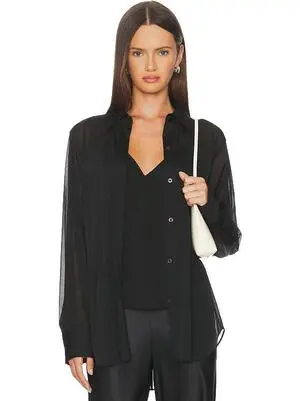 LA LIGNE Sheer Button Down Shirt - Black