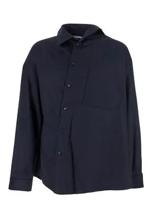 Jacquemus Wool Shirt With Asymmetric Design - Blue
