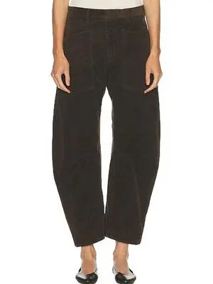 NILI LOTAN Shon Barrel Leg Corduroy Pants Chocolate Brown