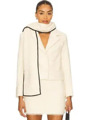 ZEMETA Creamer Tweed Jacket With Optional Scarf - Ivory