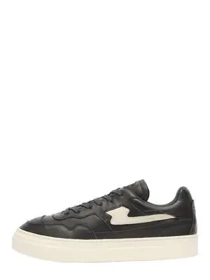 S.W.C STEPNEY WORKERS CLUB OMNI Pearl S-Strike Leather Sneakers Black Cream