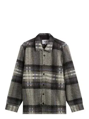 WAX LONDON Nolan Wool Check Overshirt Grey/blue