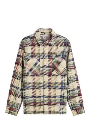 WAX LONDON Whiting Jazz Weave Overshirt - Ecru/multi